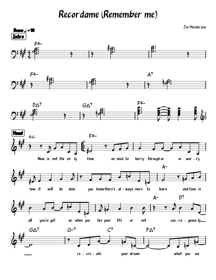 Recordame Remember me Aufnahmeprüfung Sheet music for Piano (Solo) Easy ...