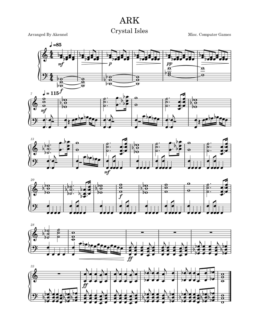 ARK: Crystal Isles Theme – Misc Computer Games - piano tutorial