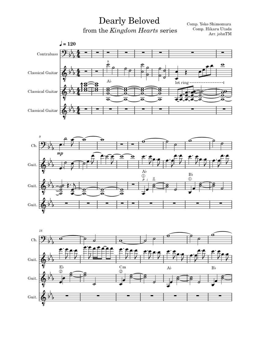 Dearly Beloved – Yoko Shimomura Dearly Beloved Sheet music for ...