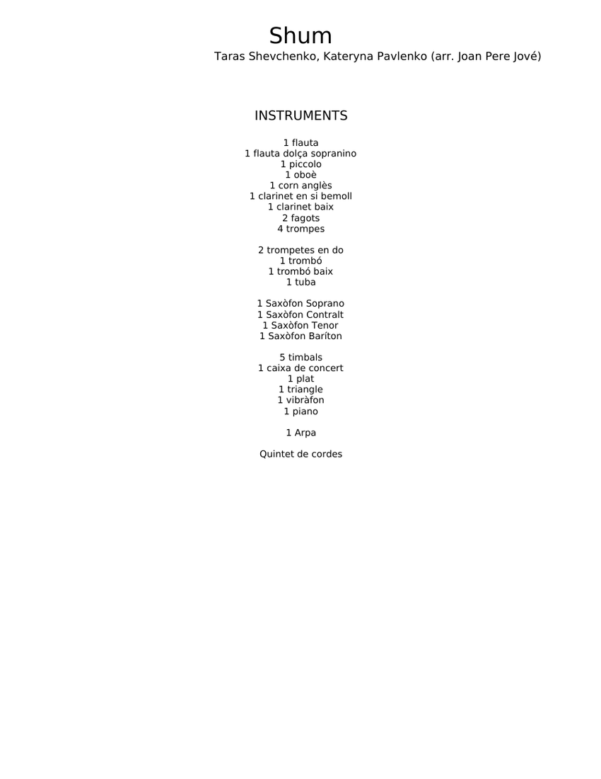 Shum - Eurovision Song Contest 2021 (arr. for Symphony Orchestra) Sheet ...