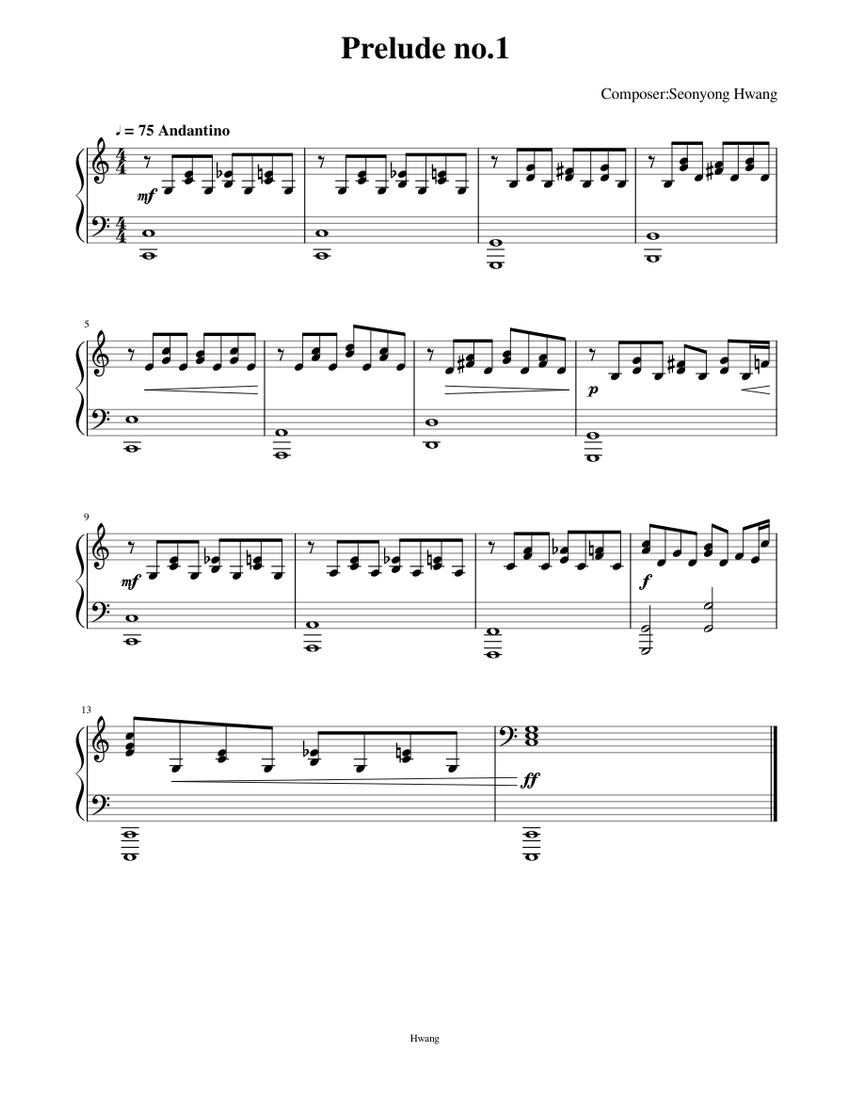 Prelude no.1 WoO 1 Sheet Music for Piano (Solo) easy | MuseScore.com