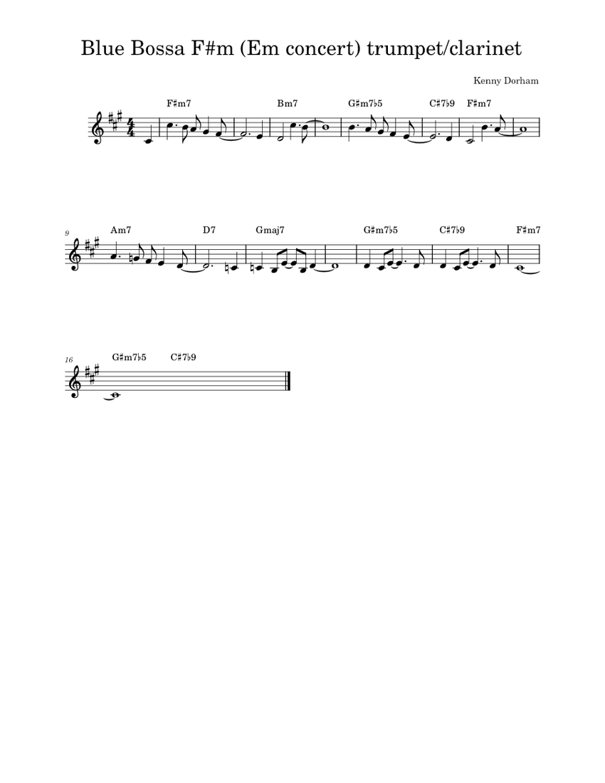 Blue bossa – Kenny Dorham Blue_Bossa_F#m_(Em_concert)_trumpet_clarinet ...