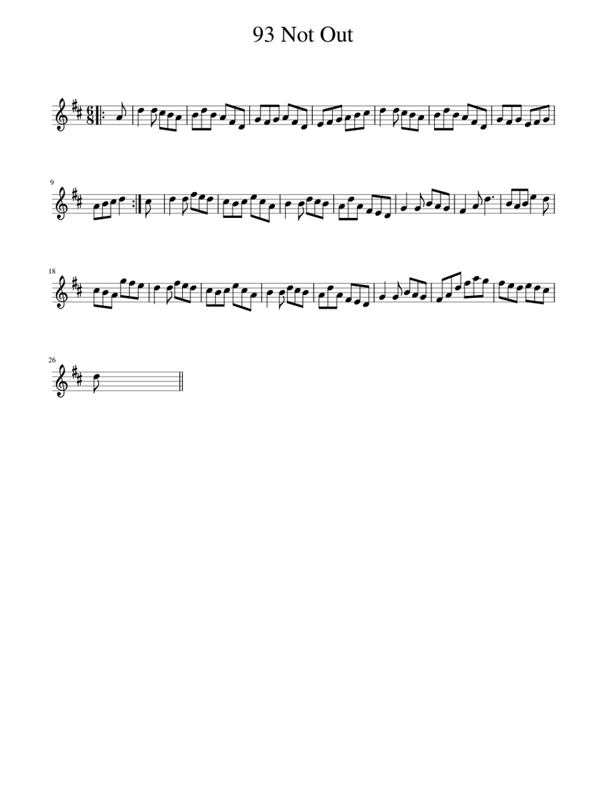 93 Not Out Sheet music for Piano (Solo) Easy | Musescore.com