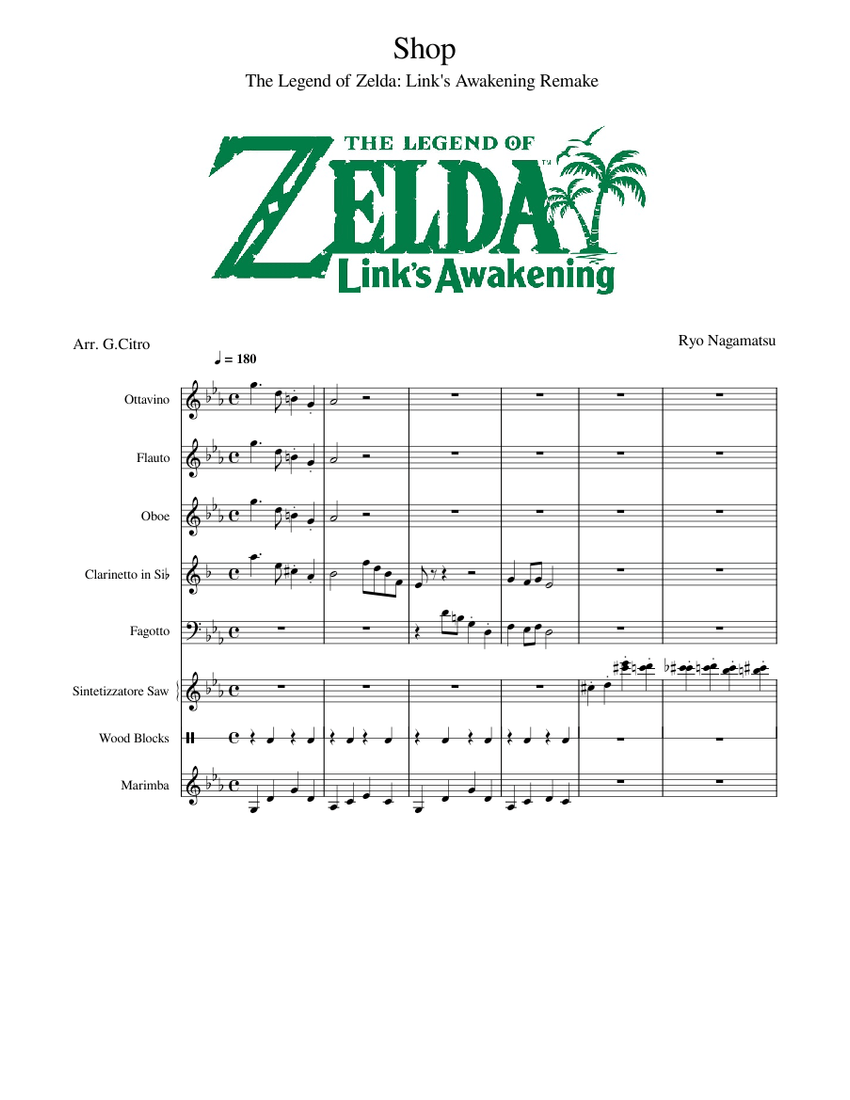 The Legend of Zelda: Link's Awakening-Shop Sheet music for Flute ...