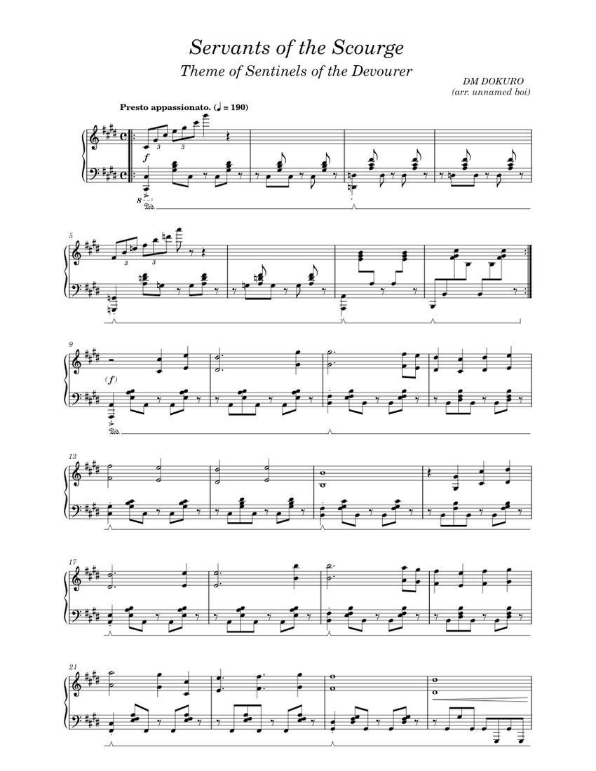 Calamity Mod OST | DM DOKURO - Servants of the Scourge | Piano solo Sheet music for Piano (Solo ...
