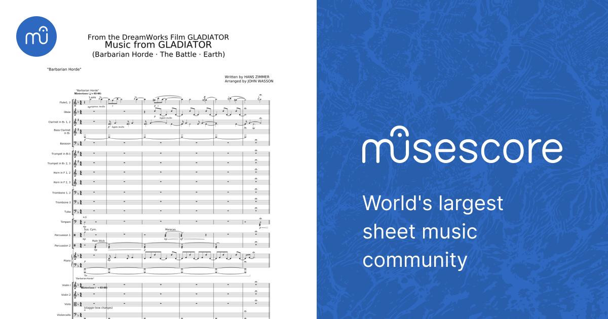 Gladiator - Hans Zimmer Sheet Music for Piano, Trombone, Tuba, Flute ...