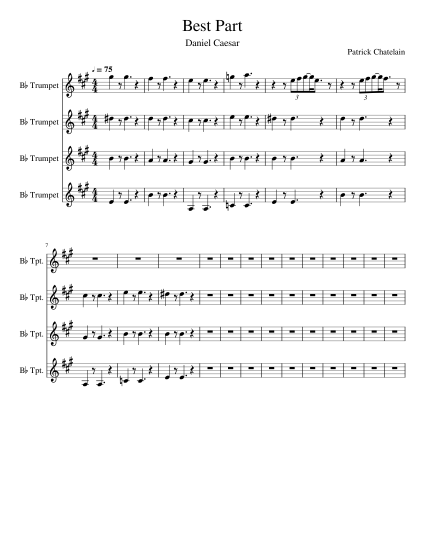 Best_Part Sheet music for Trumpet in b-flat (Mixed Quartet) | Musescore.com