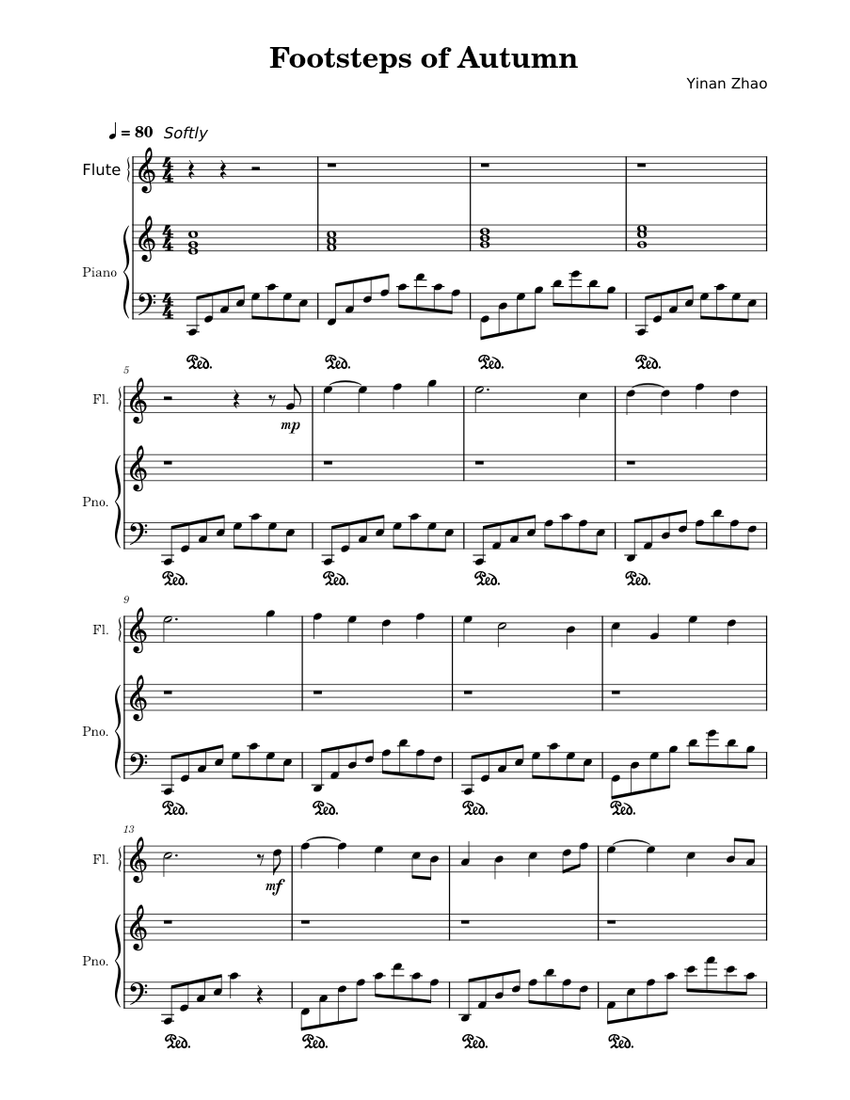 Footsteps of Autumn Sheet music for Piano, Flute (Mixed Duet ...