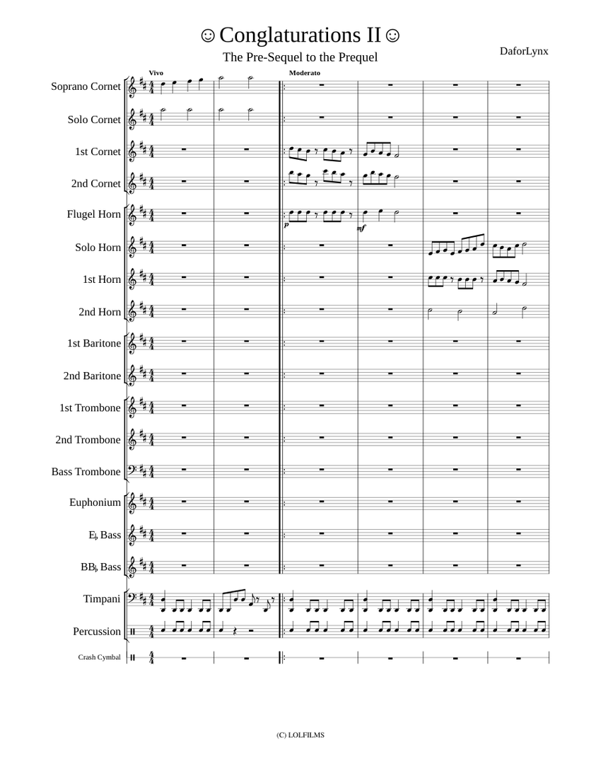 Conglaturations II: Brass Band Boogaloo (2015) [EXTENDED CUT] Sheet ...