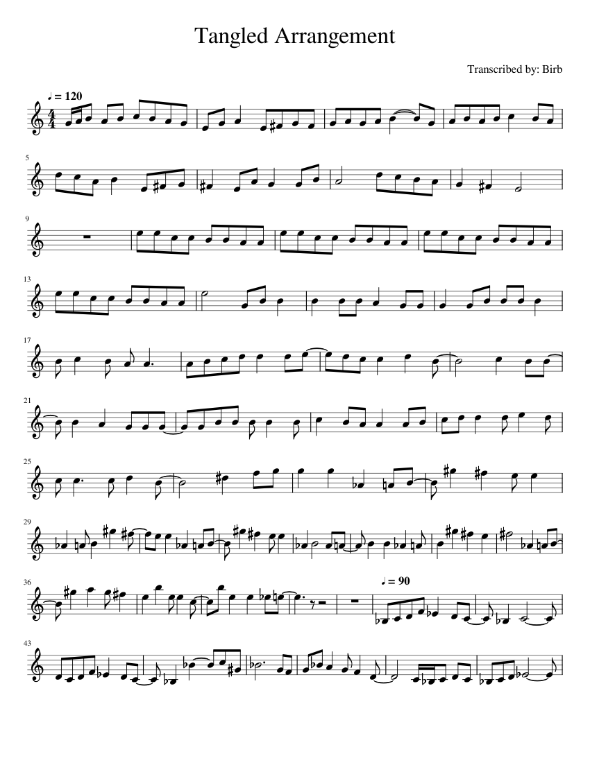 Tangled_Arrangement Sheet Music for Trumpet in b-flat (Solo ...