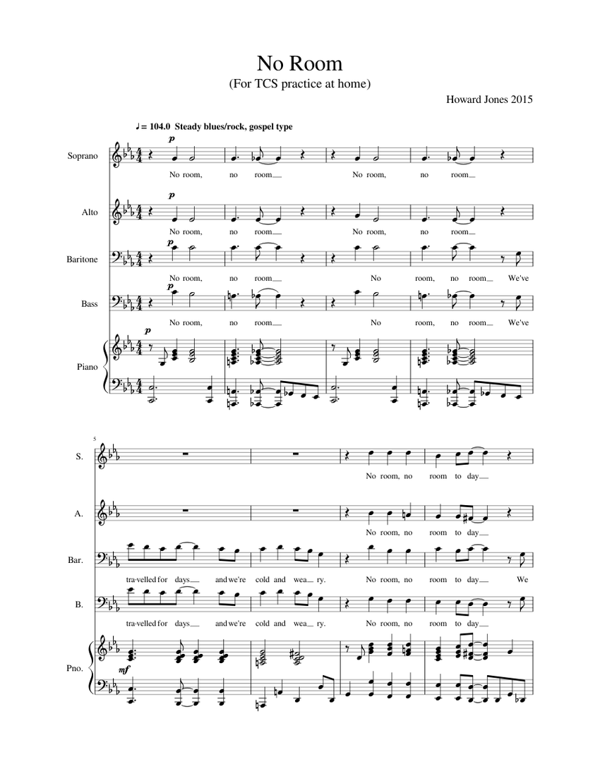 No Room 170921 Sheet Music for Piano, Soprano, Alto, Bass voice & more ...