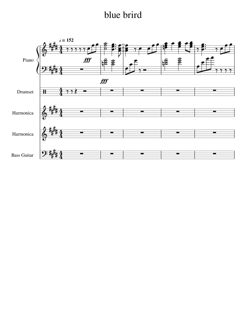 Blue Brid - piano tutorial
