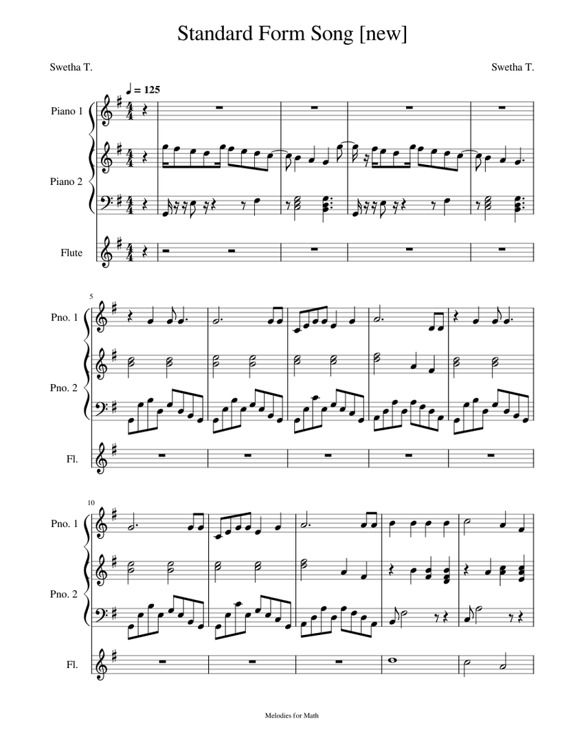 Standard Form Song! Sheet music for Piano, Flute (Mixed Trio ...
