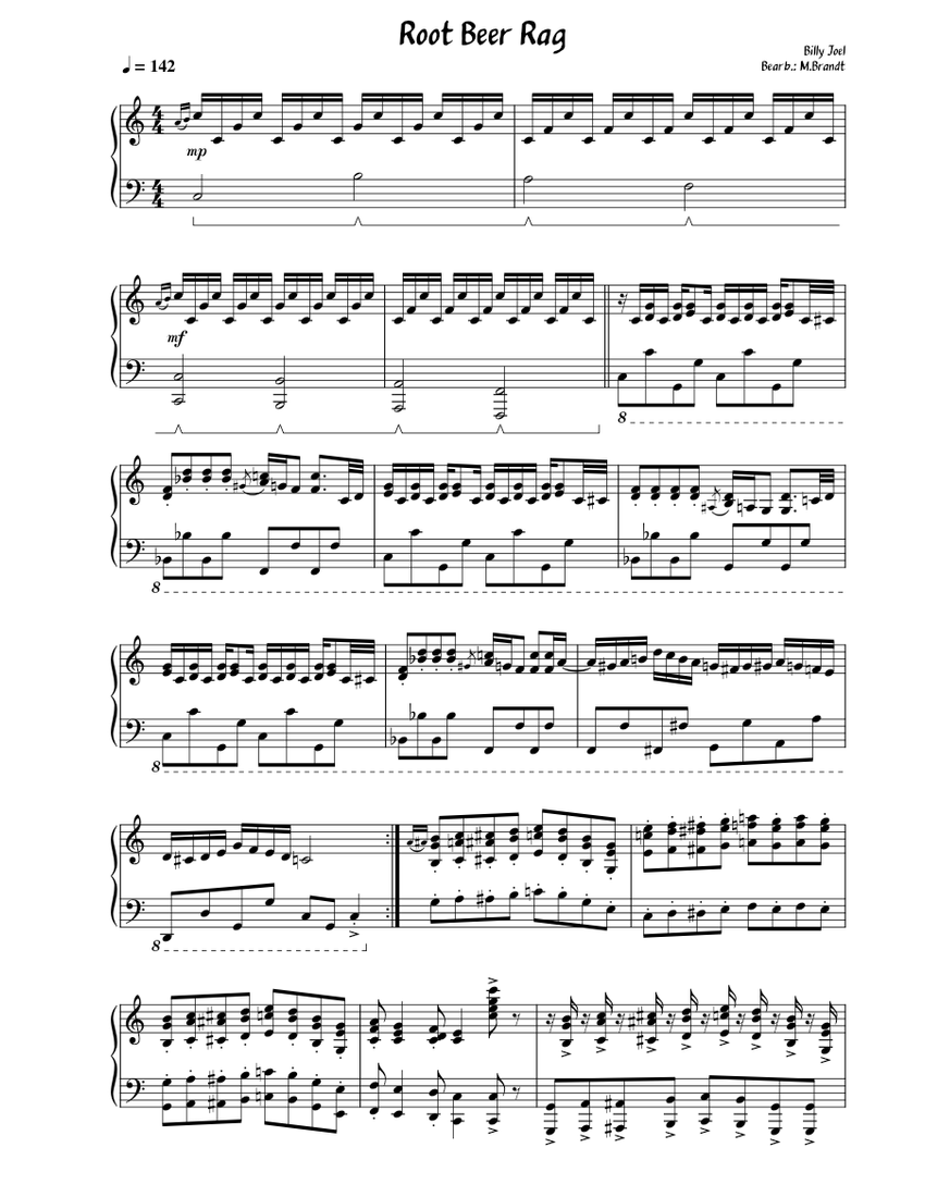 Root Beer Rag – Billy Joel Sheet Music for Piano (Solo) | MuseScore.com