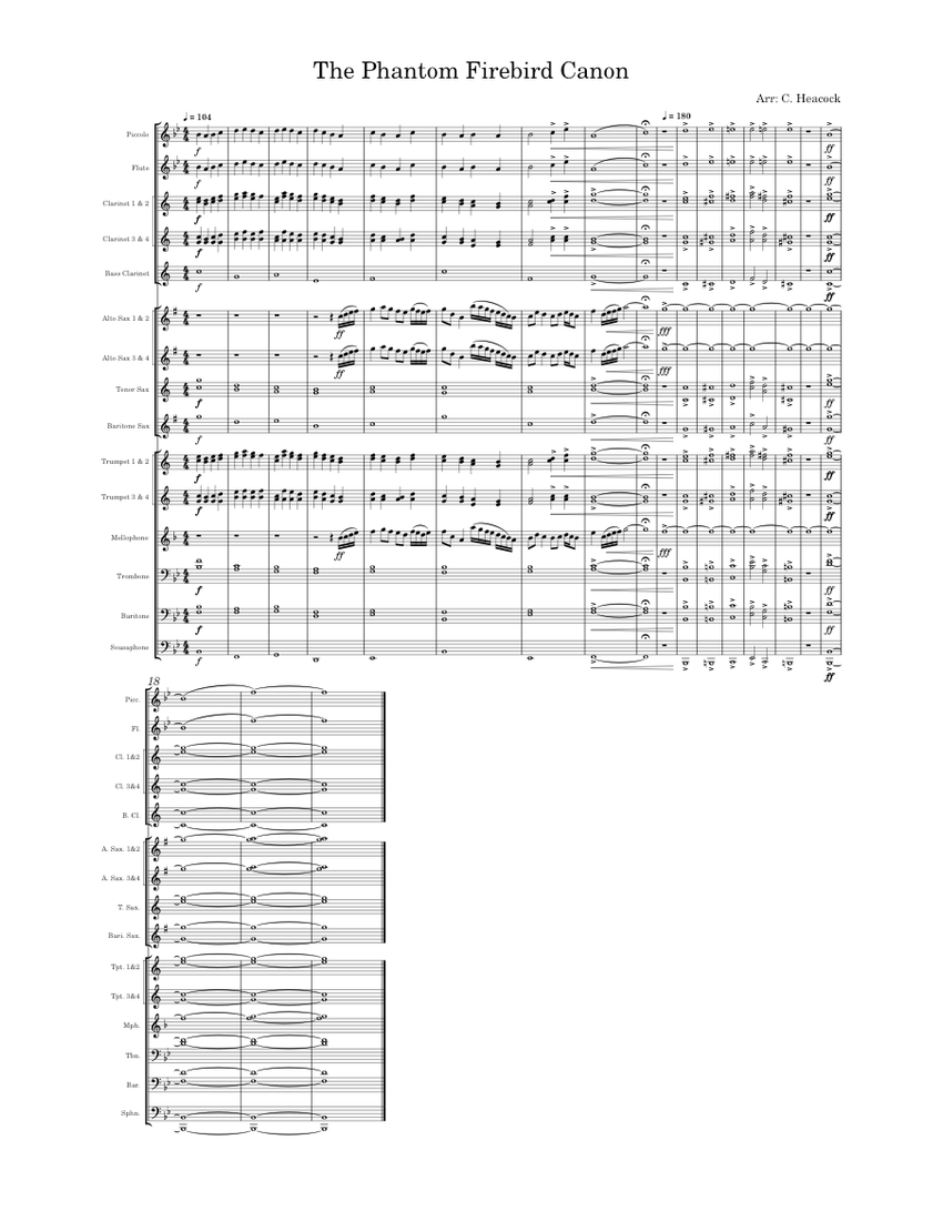 The_Phantom_Firebird_Canon Sheet music for Trombone, Flute piccolo ...