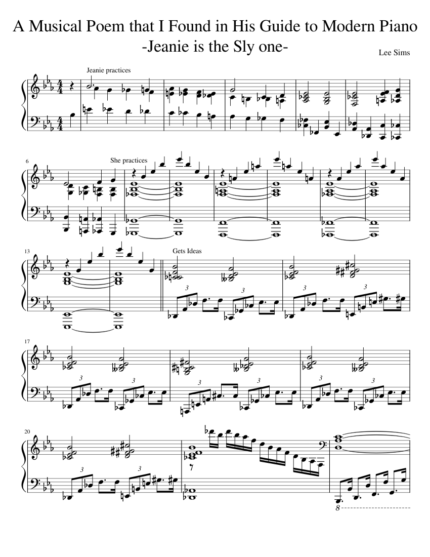 A Musical Poem - Jeanie is the Sly One Sheet Music for Piano (Solo ...