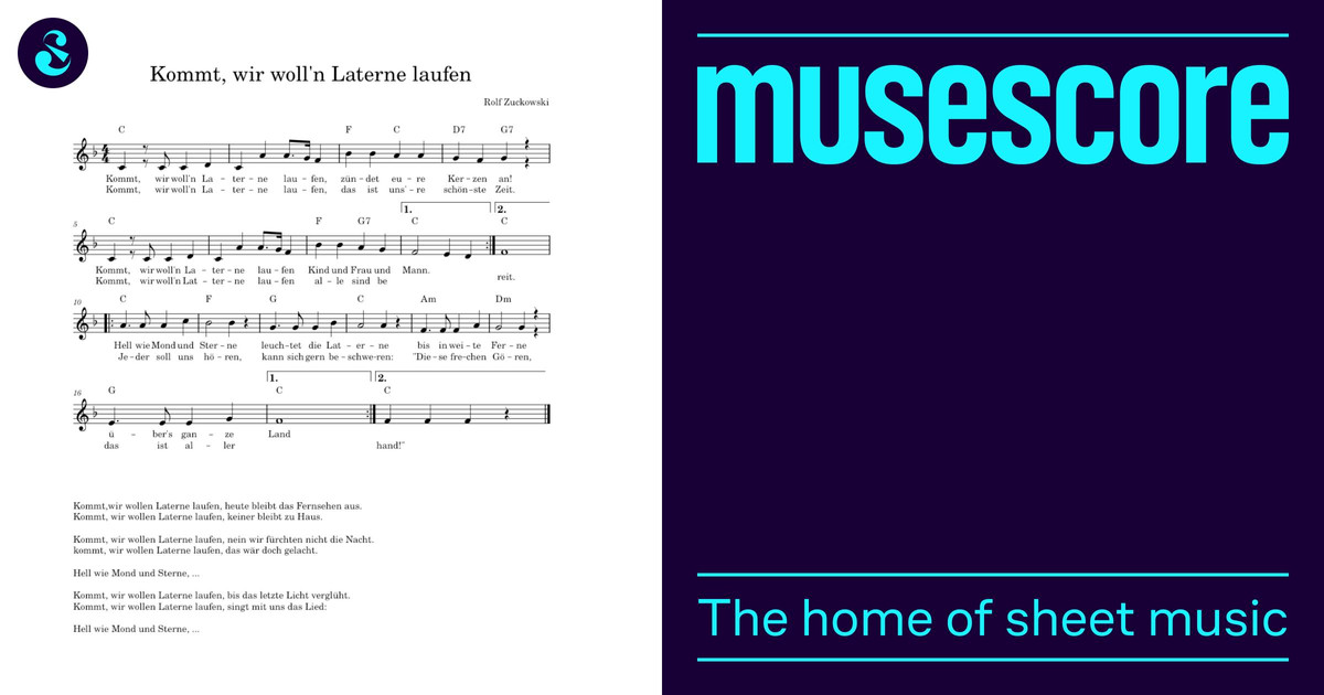 Kommt, wir wolln Laterne laufen Sheet Music for Trumpet other (Solo ...