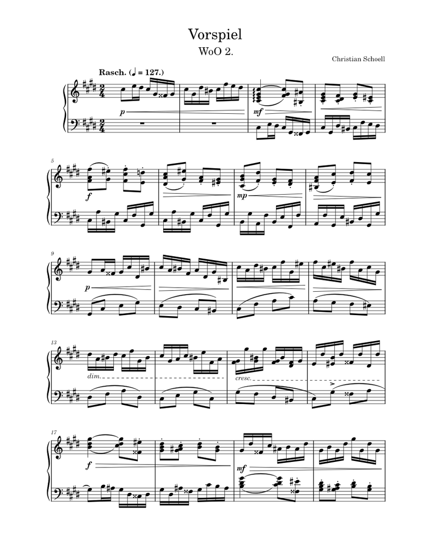 Vorspiel, Cis moll - piano tutorial