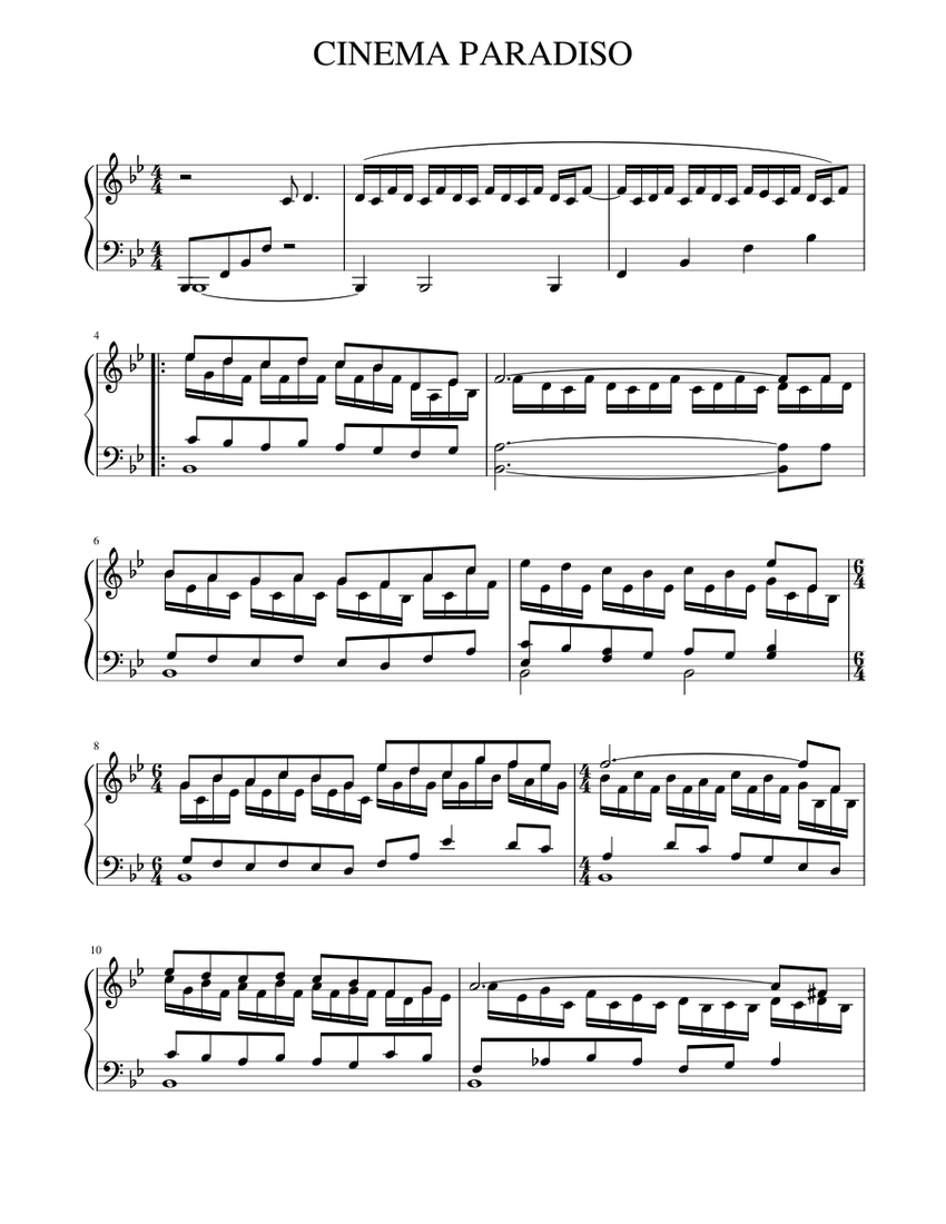 CINEMA_PARADISO LOVE THEME Sheet Music for Piano (Solo) | MuseScore.com