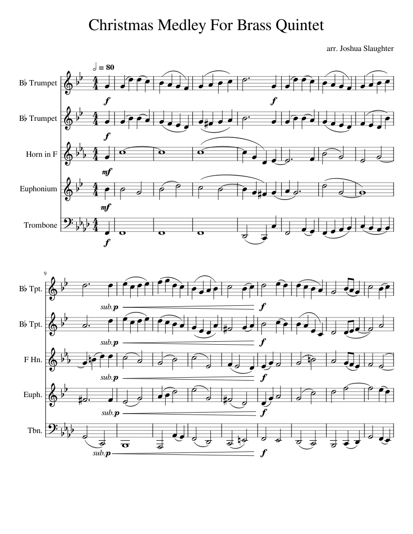 Christmas Medley For Brass Quintet - Joshua Slaughter Sheet Music for ...