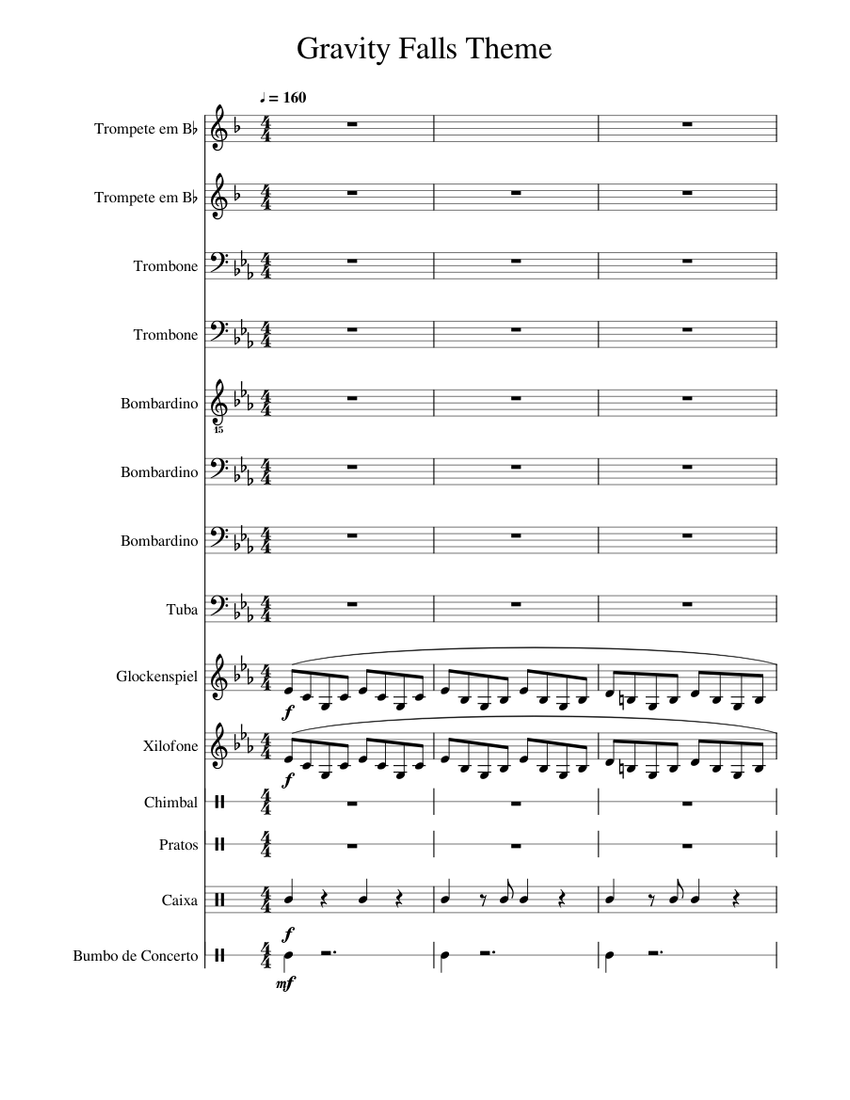 Gravity Falls Theme Sheet music for Trombone, Euphonium, Tuba, Trumpet in b-flat & more ...