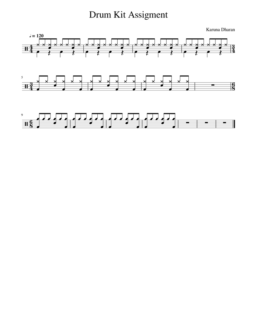 Drum Kit Assigment Sheet music for Drum group (Solo) | Musescore.com