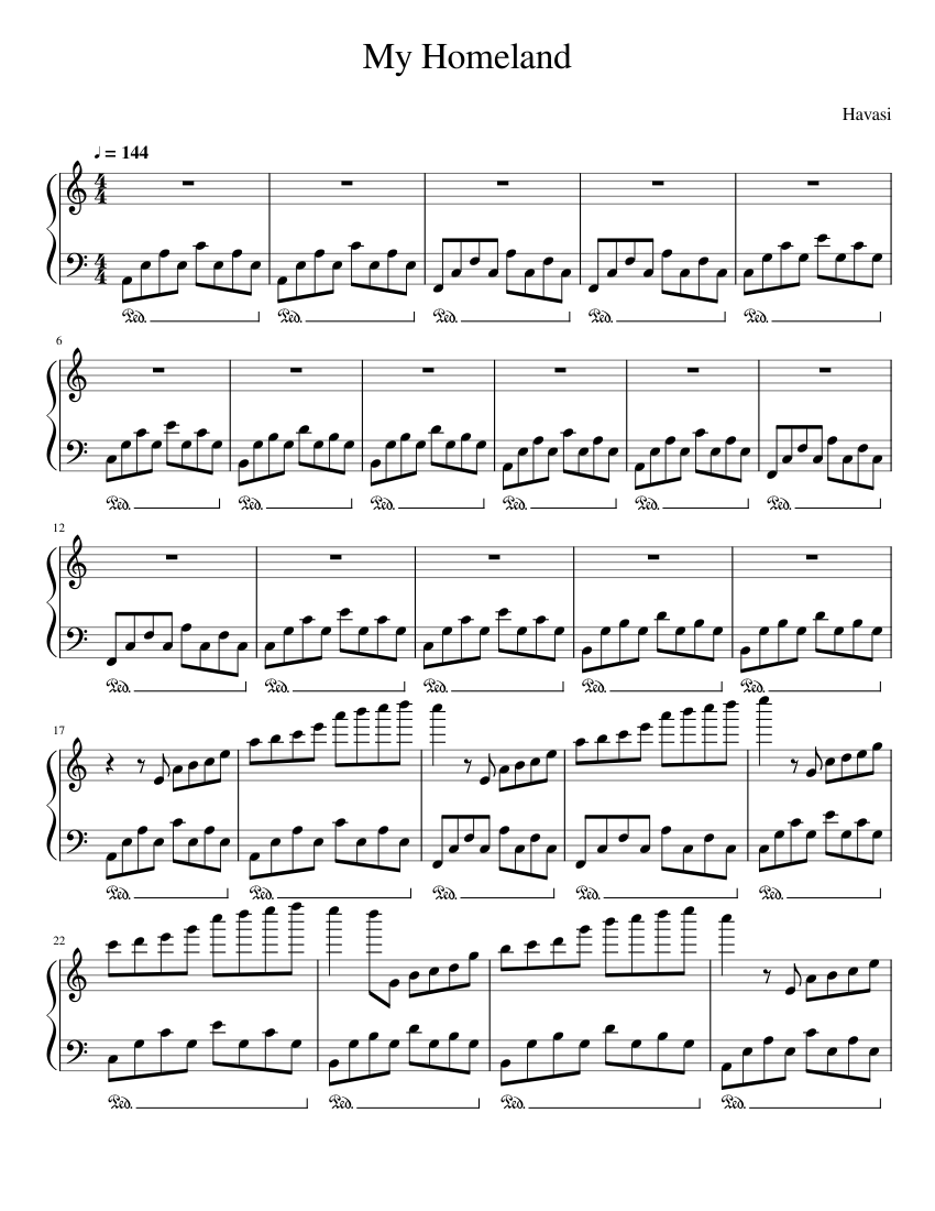My Homeland Sheet Music for Piano (Solo) | MuseScore.com