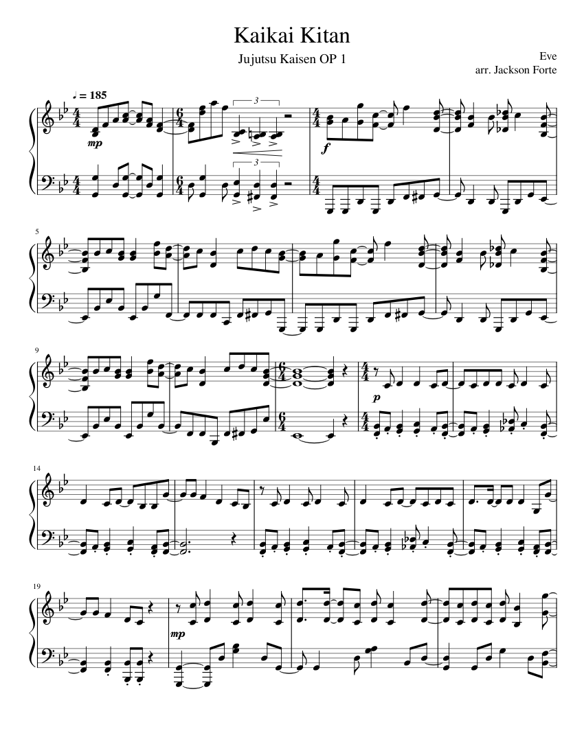 Kaikai Kitan - Jujutsu Kaisen Opening 1 Sheet music for Piano (Solo ...
