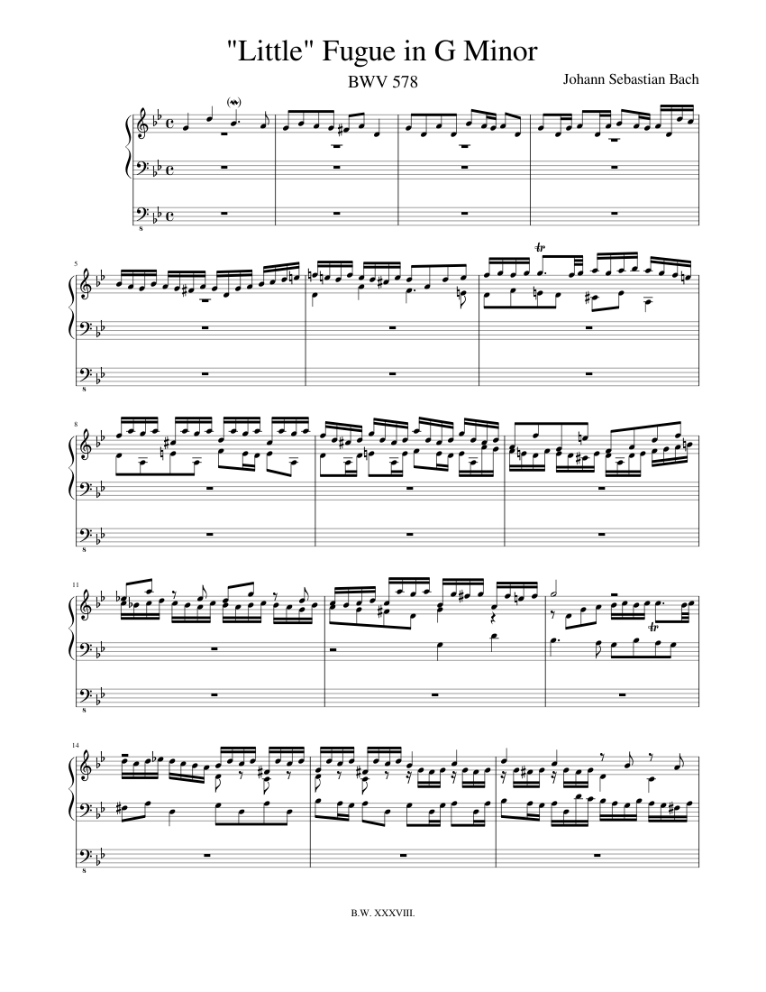 "Little" Fugue in G minor, BWV 578 Sheet music for Organ (Solo ...
