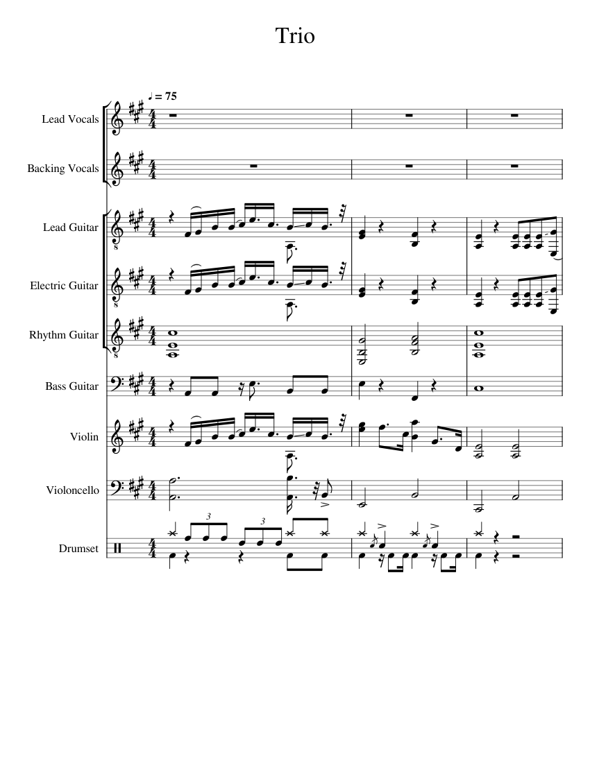 Trio Sheet music for Vocals, Violin, Cello, Guitar & more instruments ...