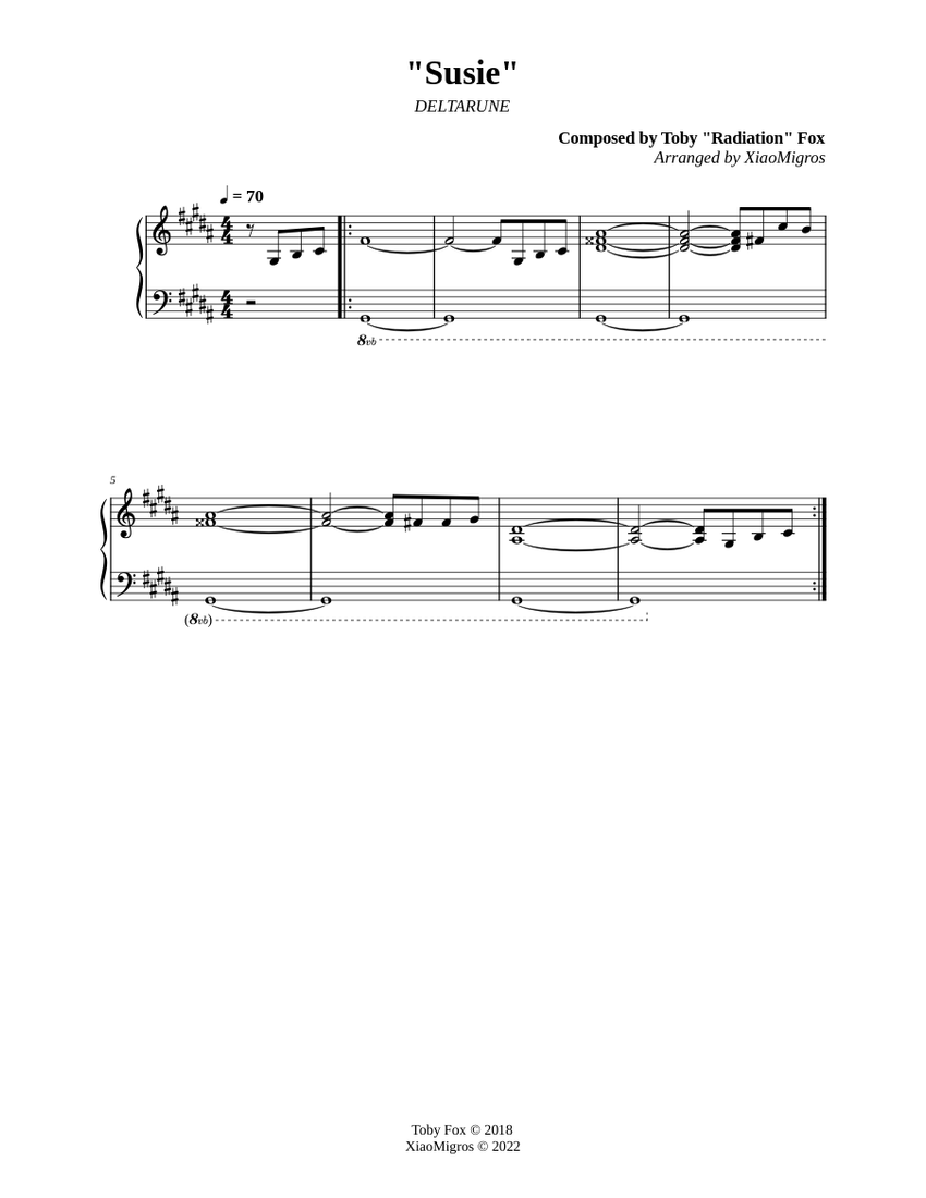 Susie - DELTARUNE Chapter 1 & 2 Sheet music for Piano (Solo) Easy ...