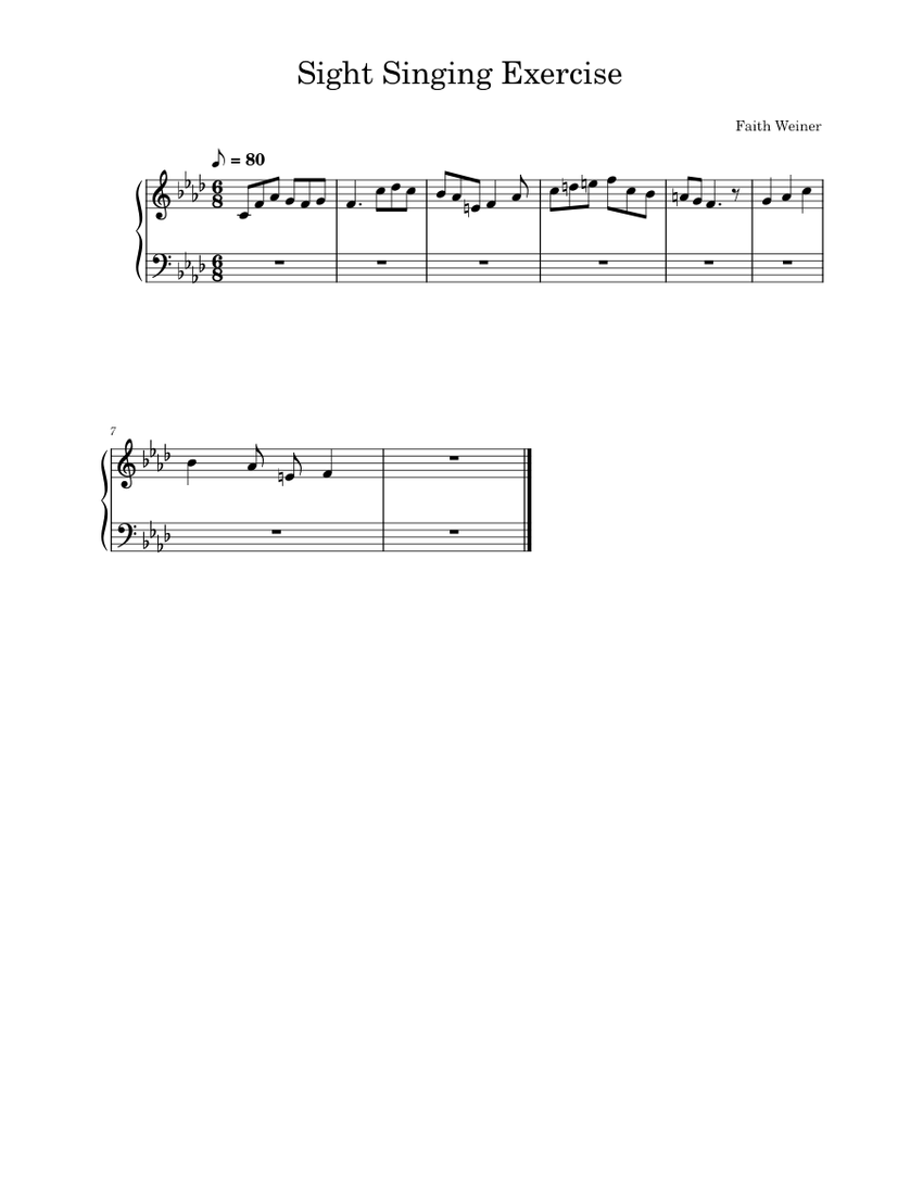Sight Singing Exercise Sheet music for Piano (Solo) | Musescore.com