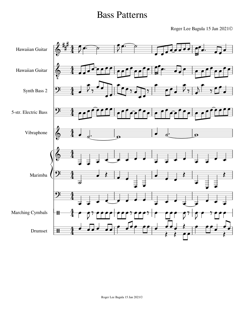 Bass Patterns self-similar Sheet music for Organ, Saxophone alto ...