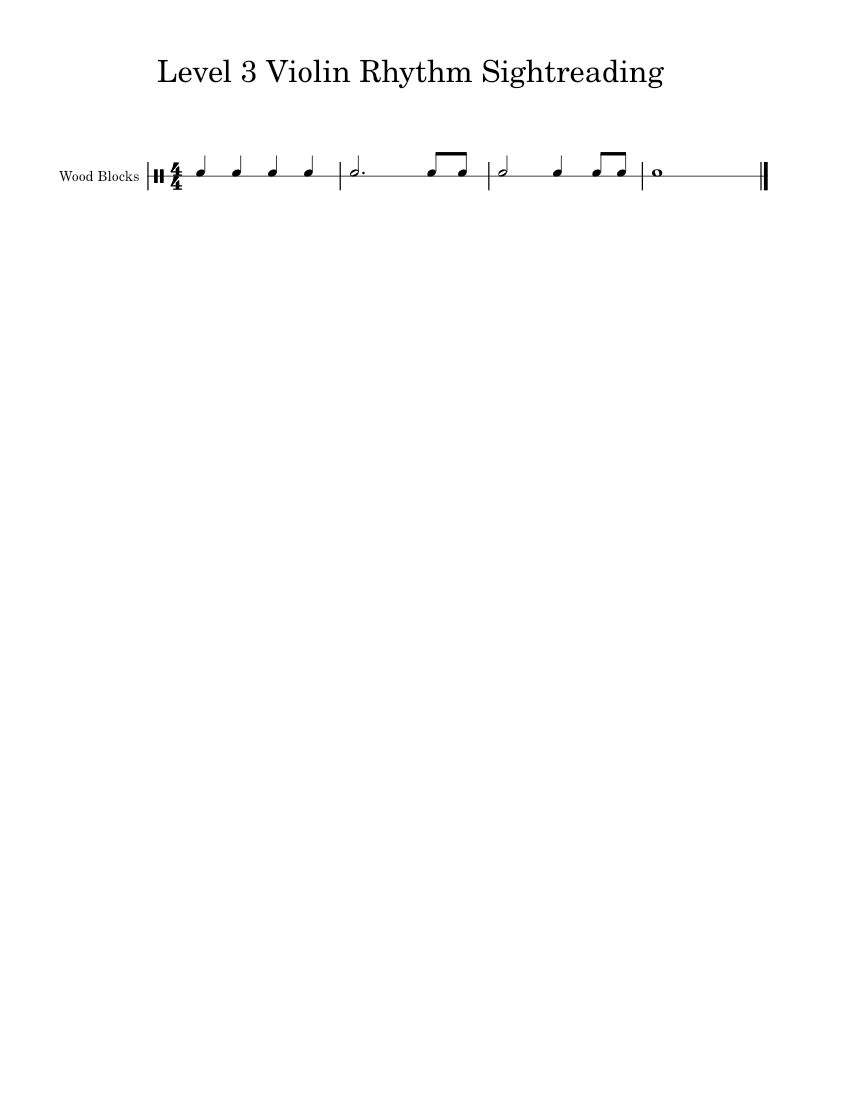 Level 3 Violin Rhythm Sightreading Sheet Music for Woodblock (Solo ...