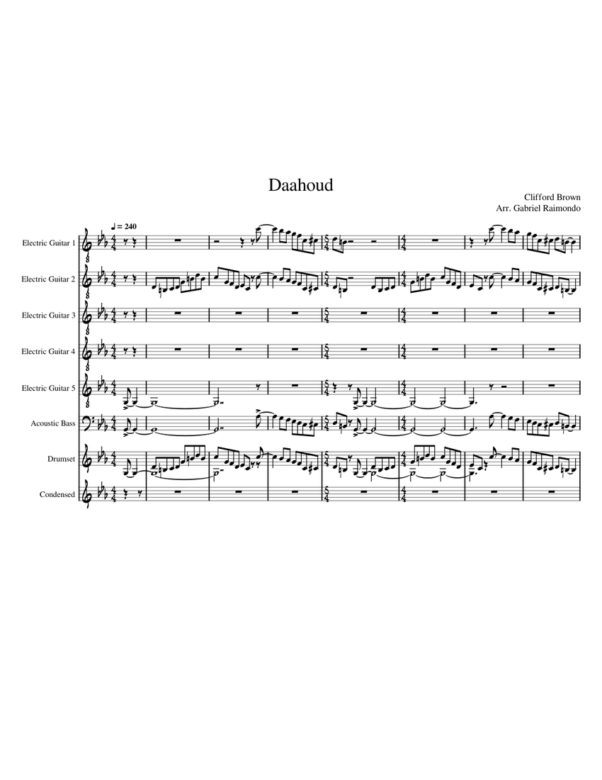 Daahoud Sheet Music with Chords for Piano, Guitar, Bass guitar (Mixed ...