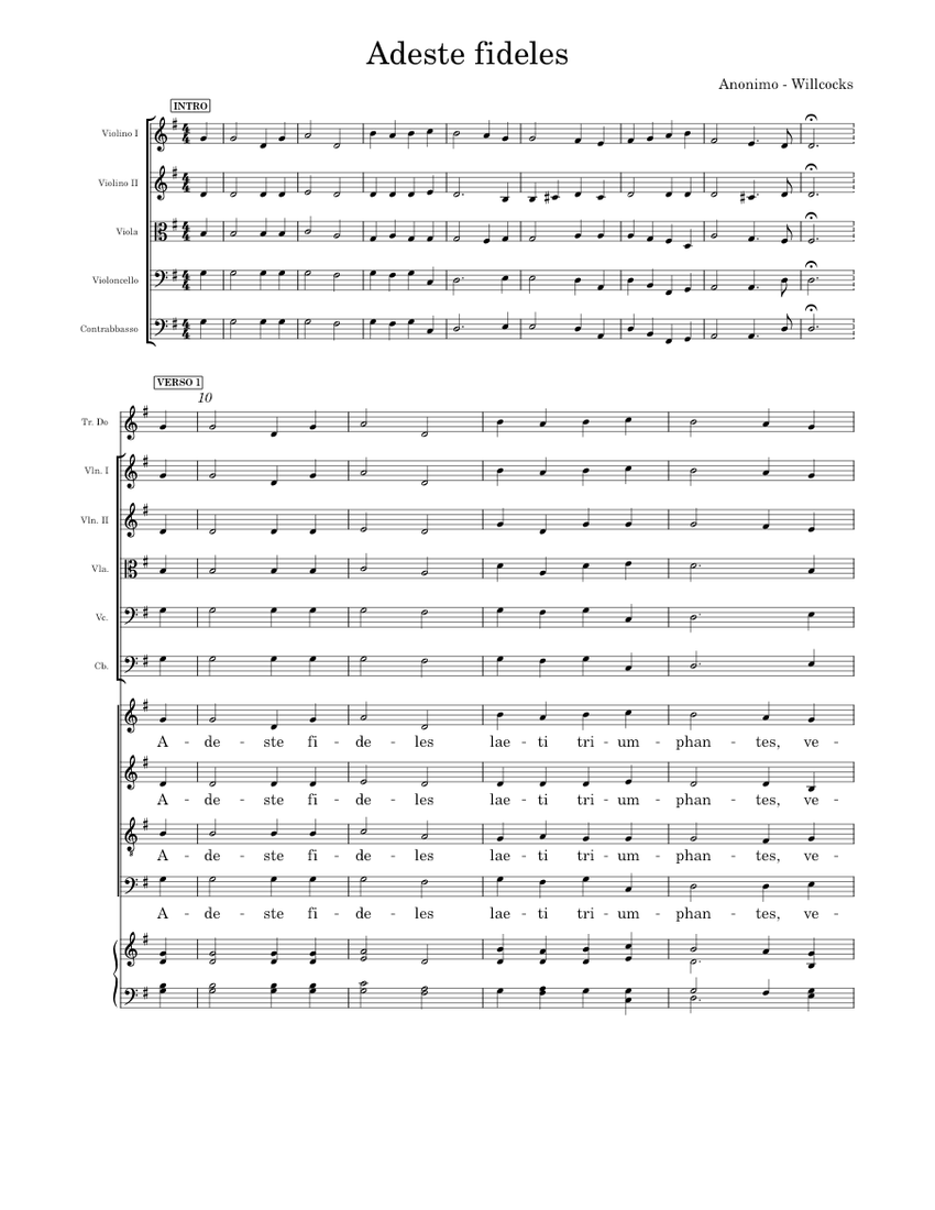 Adeste Fideles – Anonymous Willcocks Adeste Sheet music for Soprano, Alto, Tenor, Bass voice ...