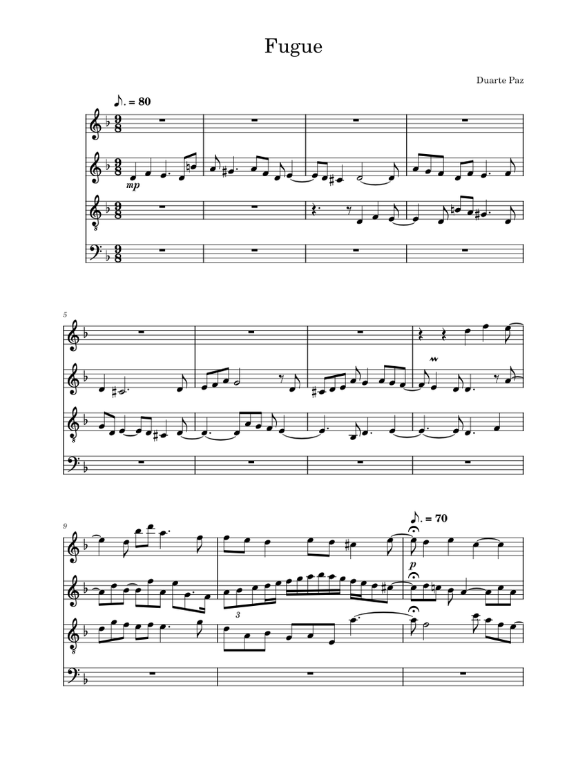 Fugue (piano) Sheet music for Piano (Piano Four Hand) Easy | Musescore.com