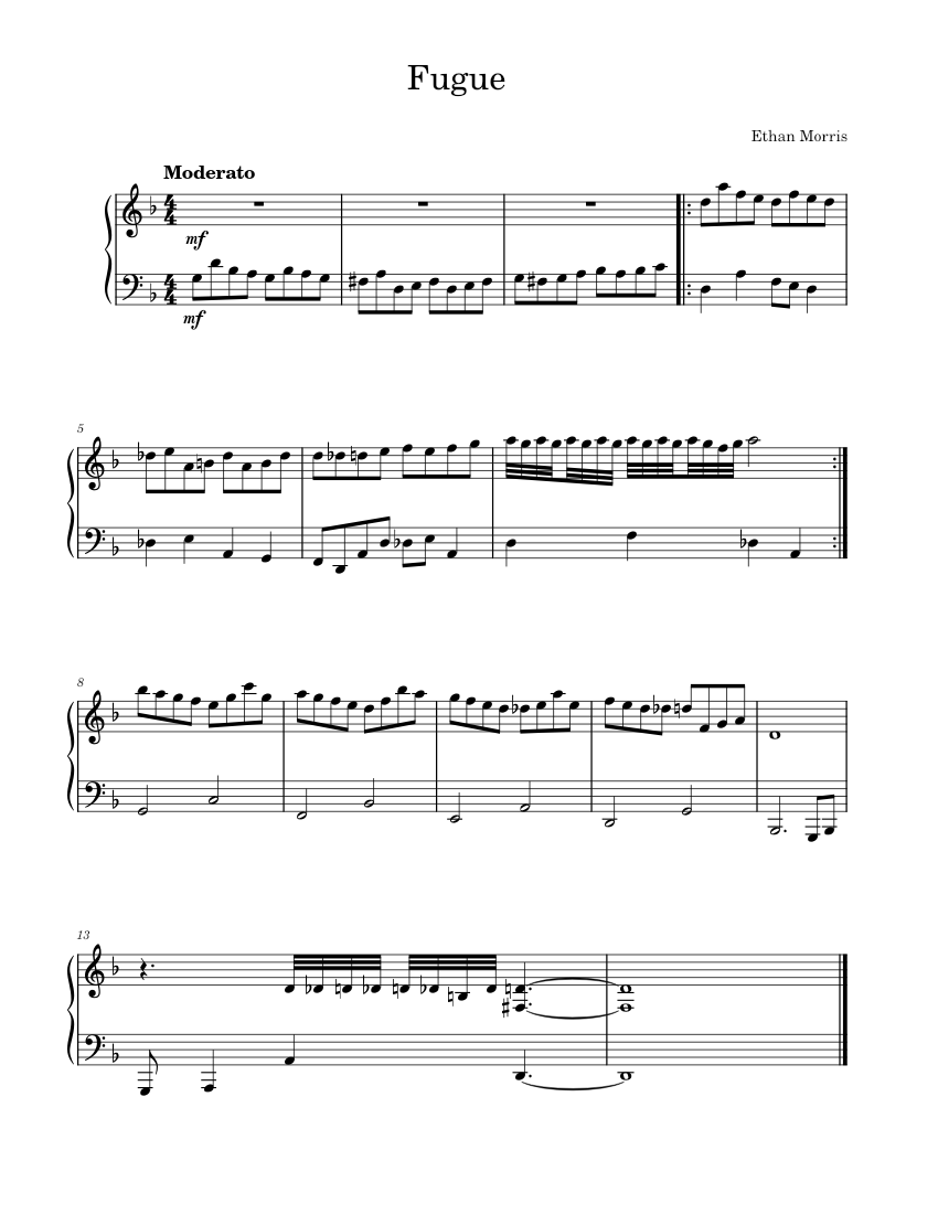 Fugue - Ethan Morris Sheet music for Piano (Solo) Easy | Musescore.com