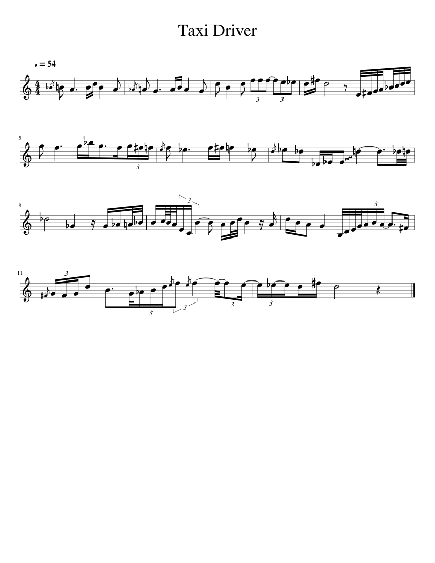 Taxi Driver Extended Sheet Music for Trumpet in b-flat (Solo ...