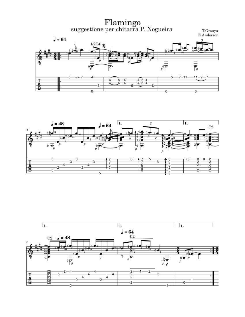 Flamingo – Ted Grouya , 1940 Sheet music for Guitar (Solo) | Musescore.com