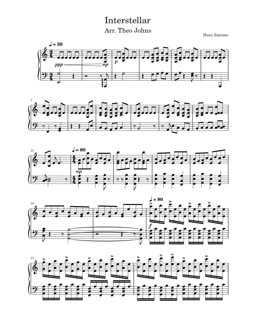 Interstellar – Hans Zimmer Cracked Interstellar 1 Sheet Music for Piano ...