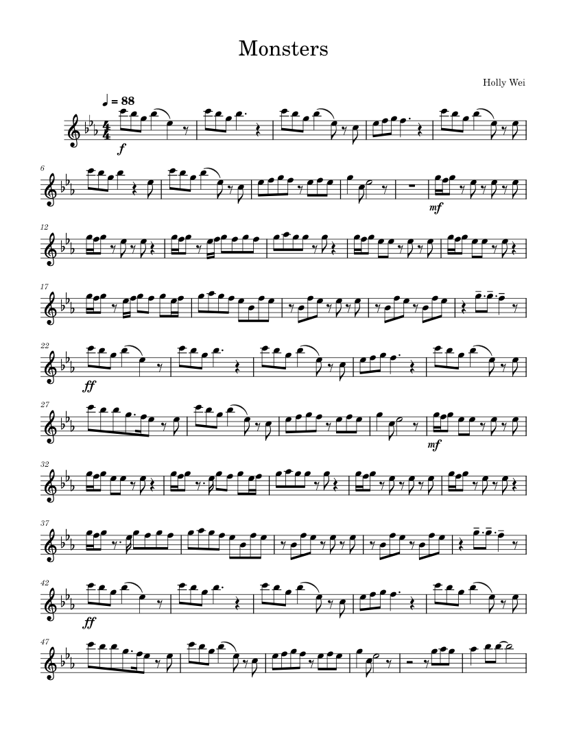 Monsters – Katie Sky – Clarinet Sheet Music for Clarinet in b-flat ...