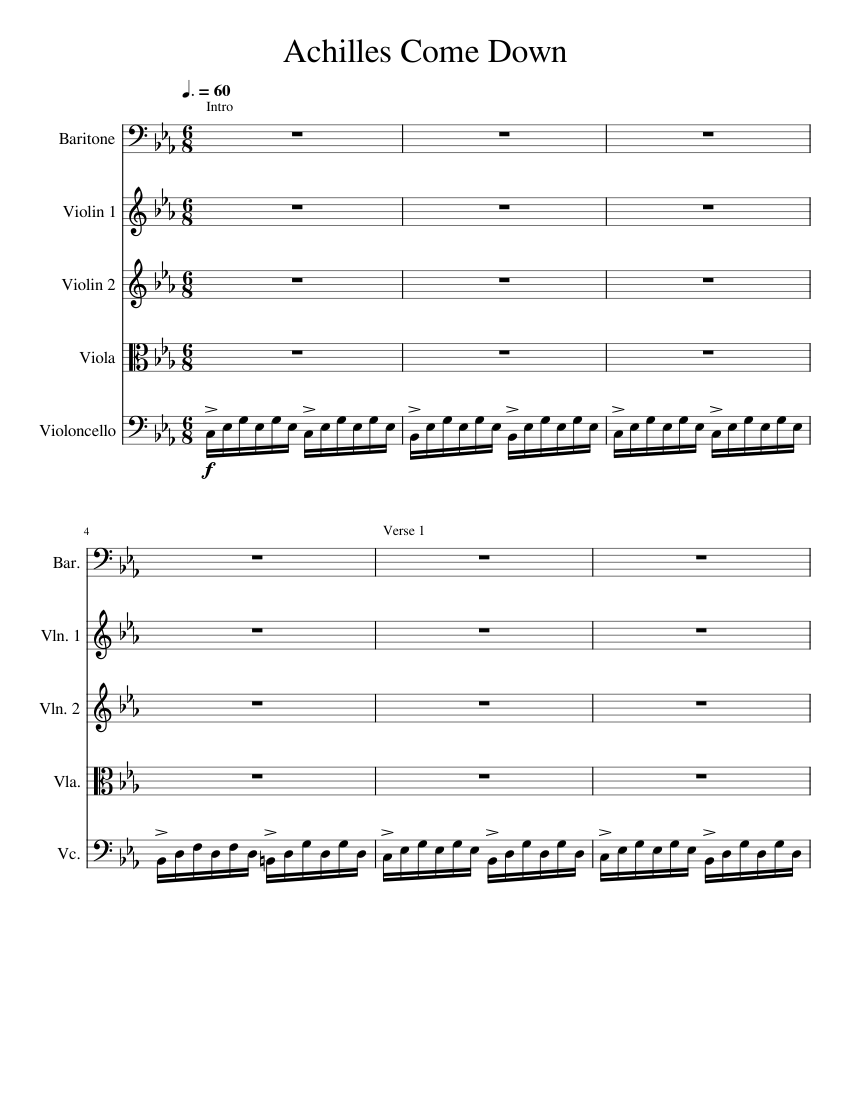 Achilles Come Down - Gang of Youths Sheet Music for Baritone, Violin ...