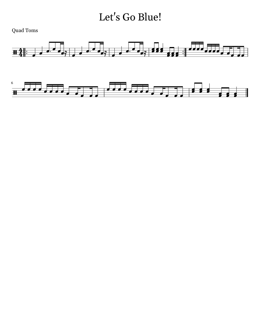 Let's Go Blue! Sheet music for Tenor drum (Solo) | Musescore.com