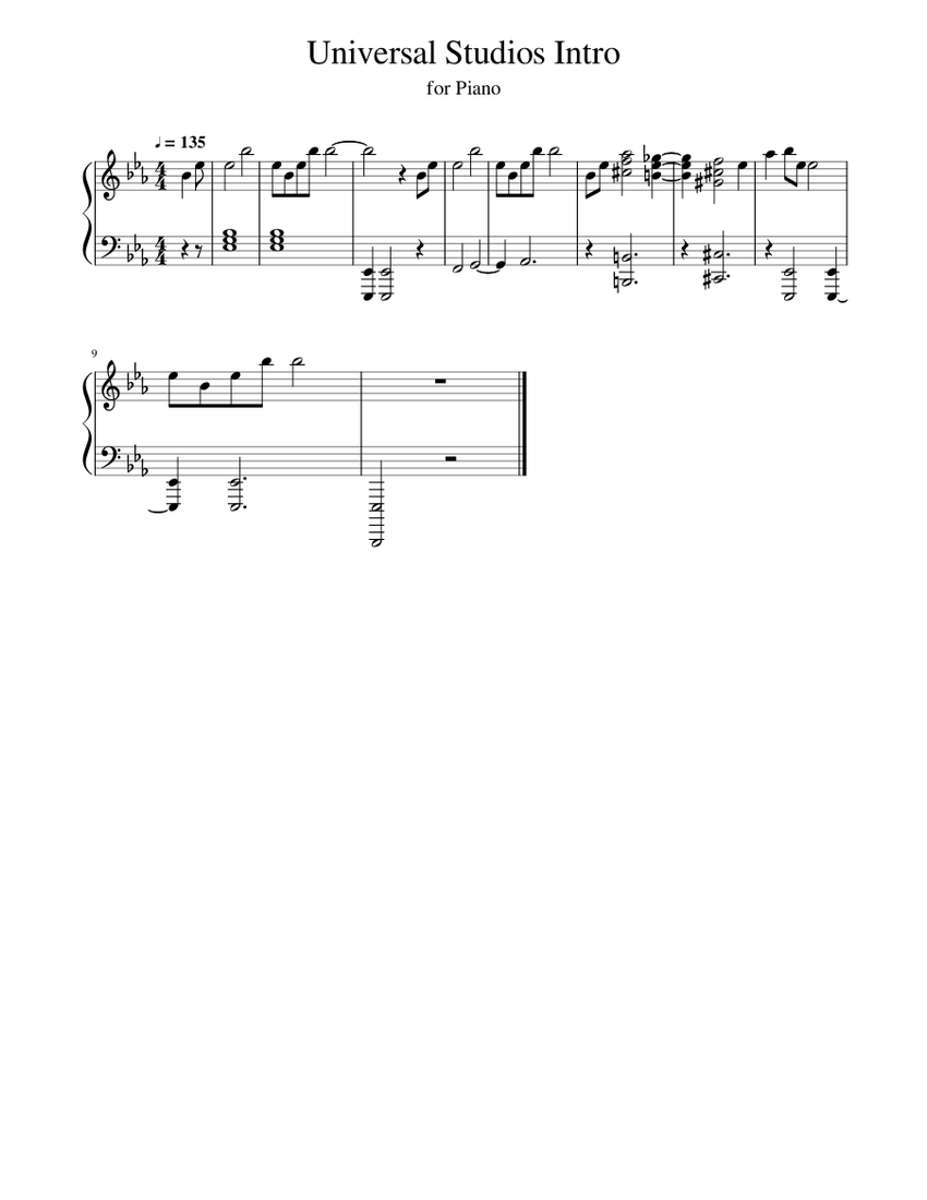 Universal Studios Intro Sheet music for Piano (Solo) Easy | Musescore.com