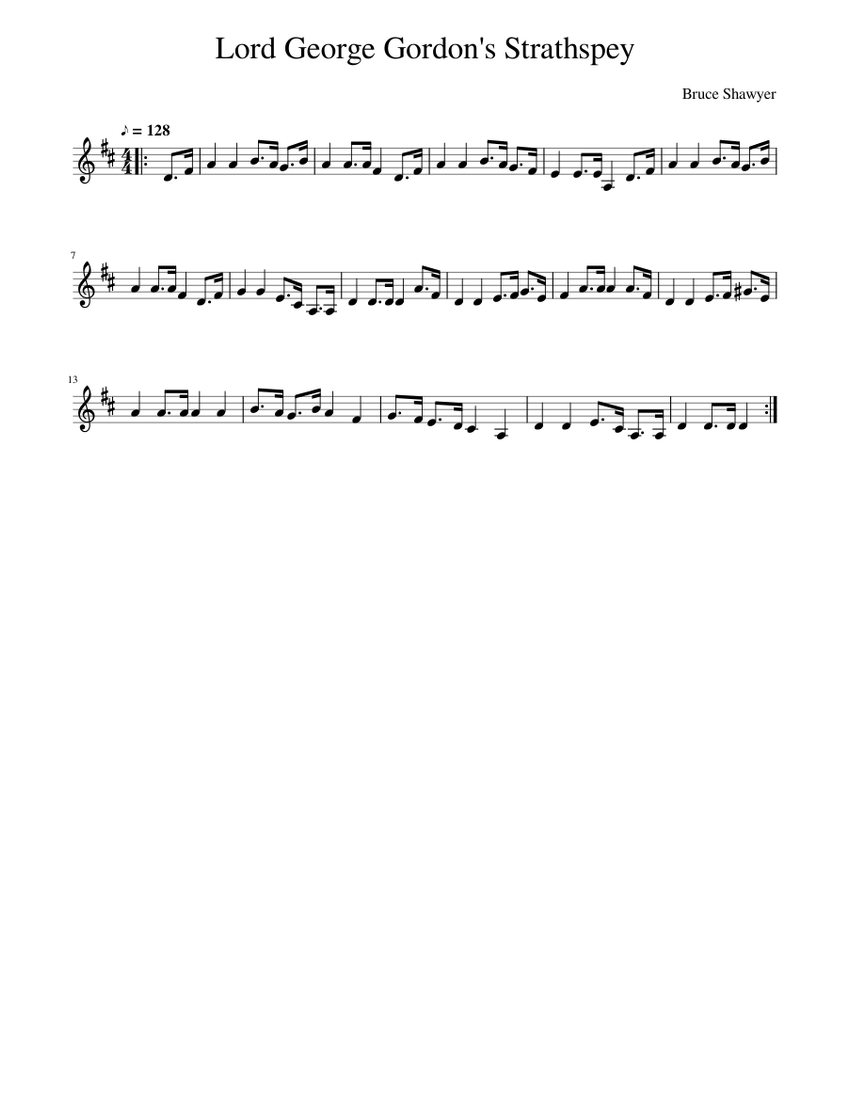 Bruce Shawyer - Lord George Gordon's Strathspey Sheet music for Piano ...