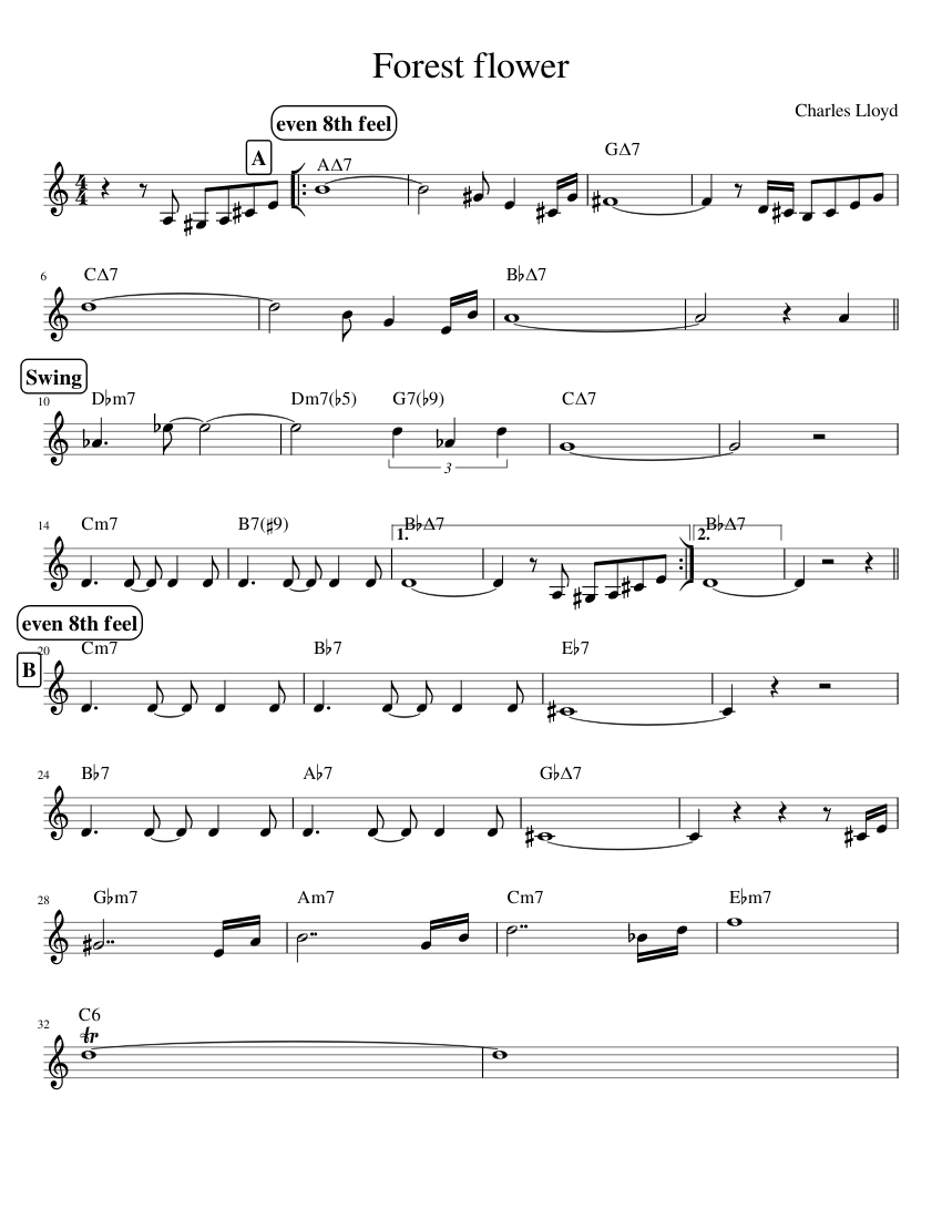 Forest flower Sheet Music with Chords for Piano (Solo) Easy | MuseScore.com