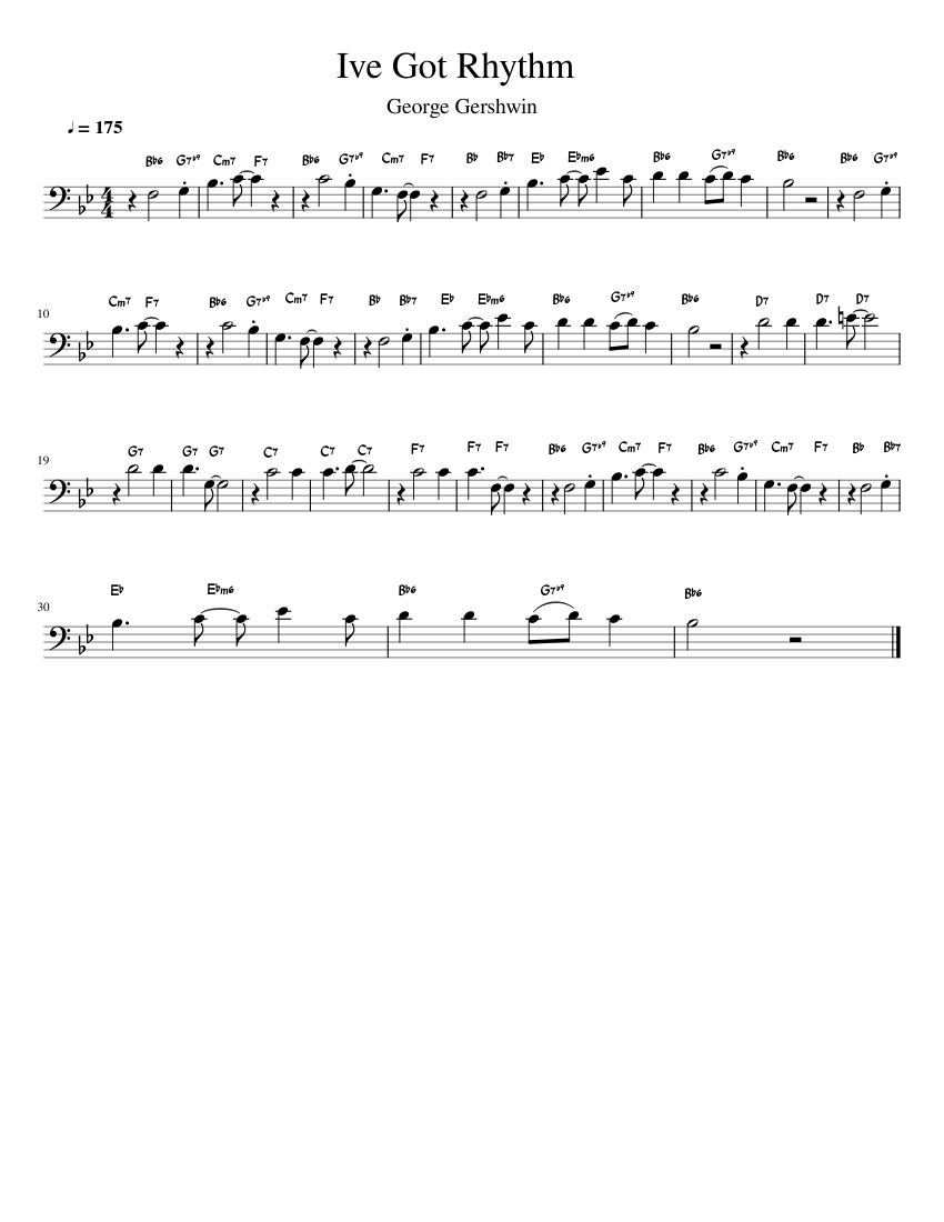 Ive Got Rhythm Sheet Music with Chords for Euphonium (Solo) | MuseScore.com