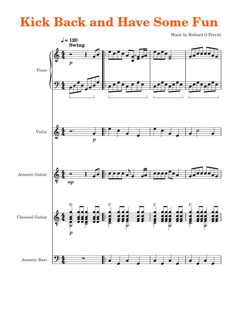 Kick Back and Have Some Fun Sheet music for Piano, Violin, Guitar, Bass ...