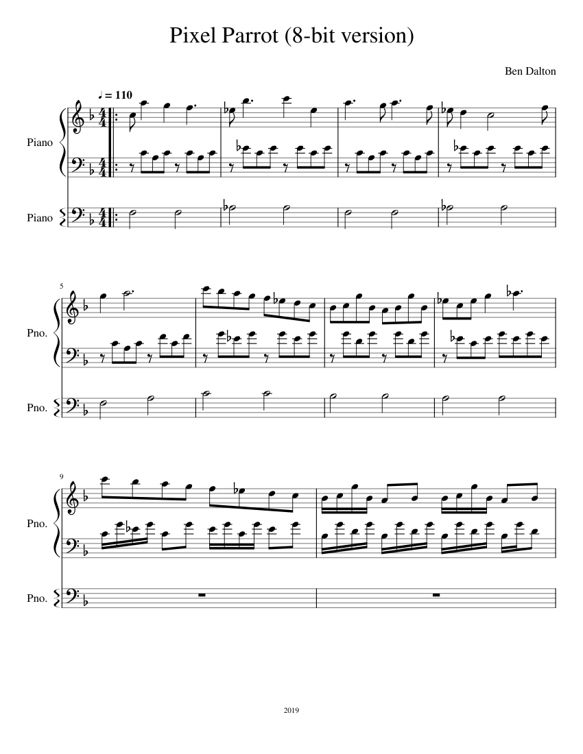 Pixel_Parrot_8bit Sheet music for Piano (Piano Duo) | Musescore.com